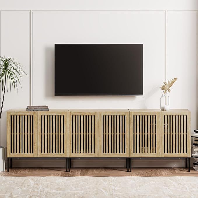 Amazon.com: BVIUNTWO Farmhouse TV Stand for TVs up to 95 inch, 3 in 1 ...