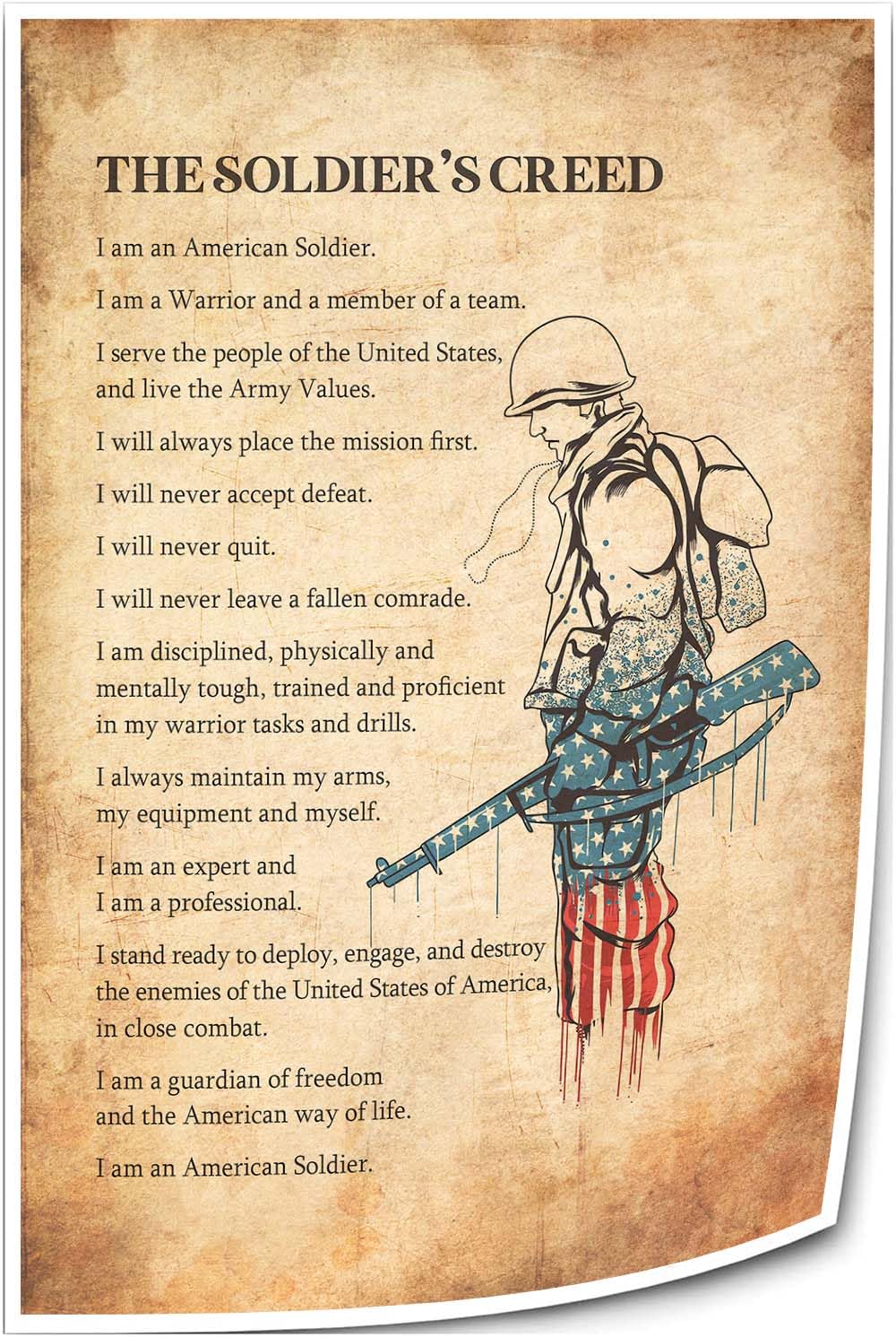 Amazon.com: Ghfarez The Soldier's Creed Us Army Wall Art Poetry Poster ...