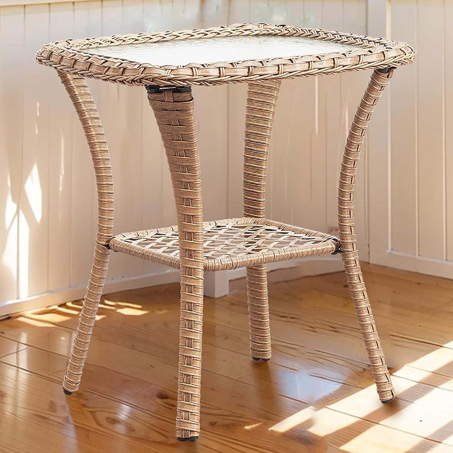 Amazon.com: moosprr Outdoor Side Tables for Patio, Wicker/Rattan End ...