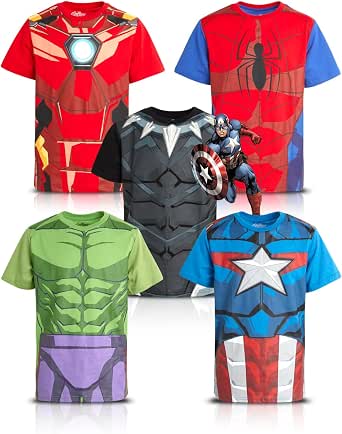 Marvel Avengers - Paquete de 5 camisetas para niños, Spider-Man, Hulk ...