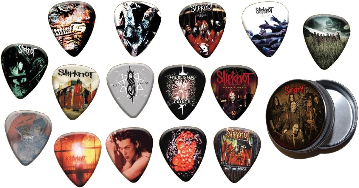 Slipknot 15 X Guitar Picks with Tin ( Gold Range Plectrums ) : Amazon ...