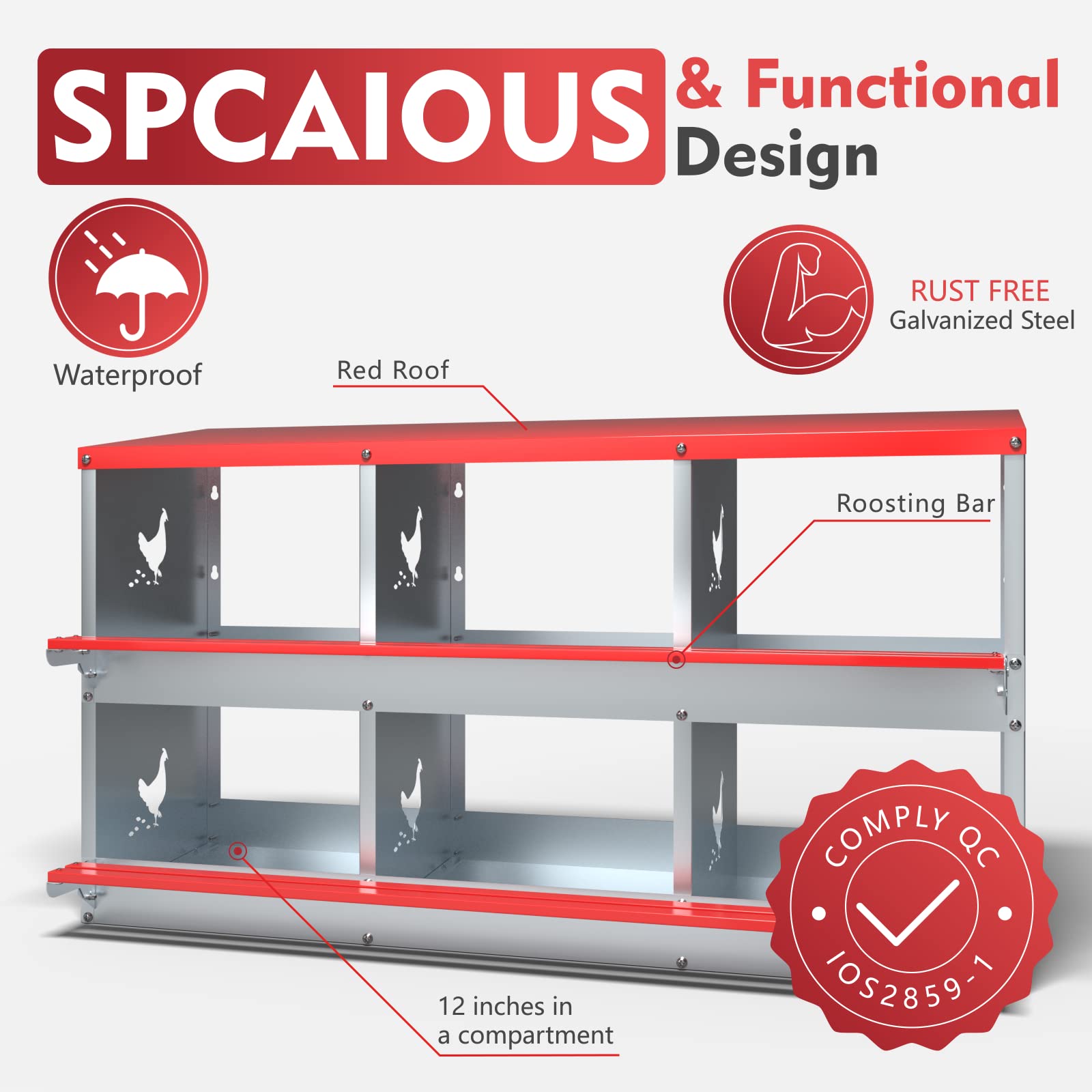 Snapklik.com : Chicken Nesting Boxes - 6 Compartment Metal Poultry Nest ...