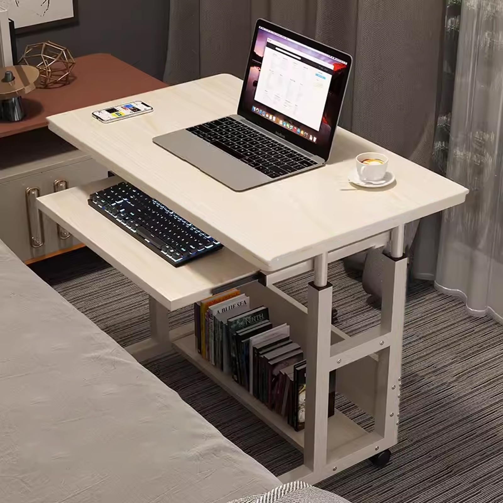 Rolling Laptop Stand, Portable Desk, Mobile Height Adjustable Table ...