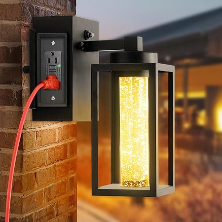 OUPAVOCS Outdoor Lights with GFCI Outlet, Modern Porch Lights ...