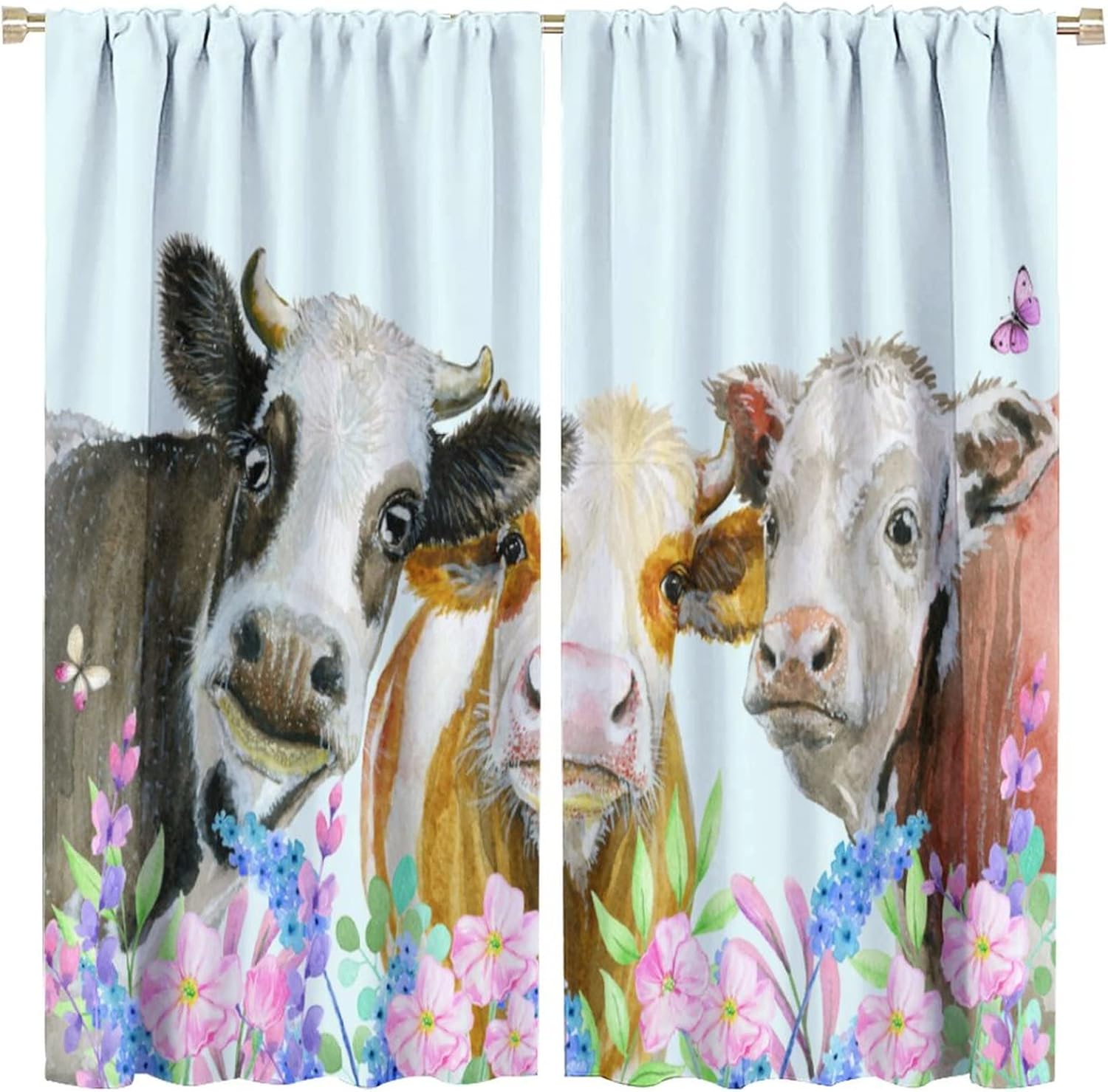 Amazon.com: JESTRONRY Farmhouse Cow Curtains,Funny Farm Animal Cow and ...