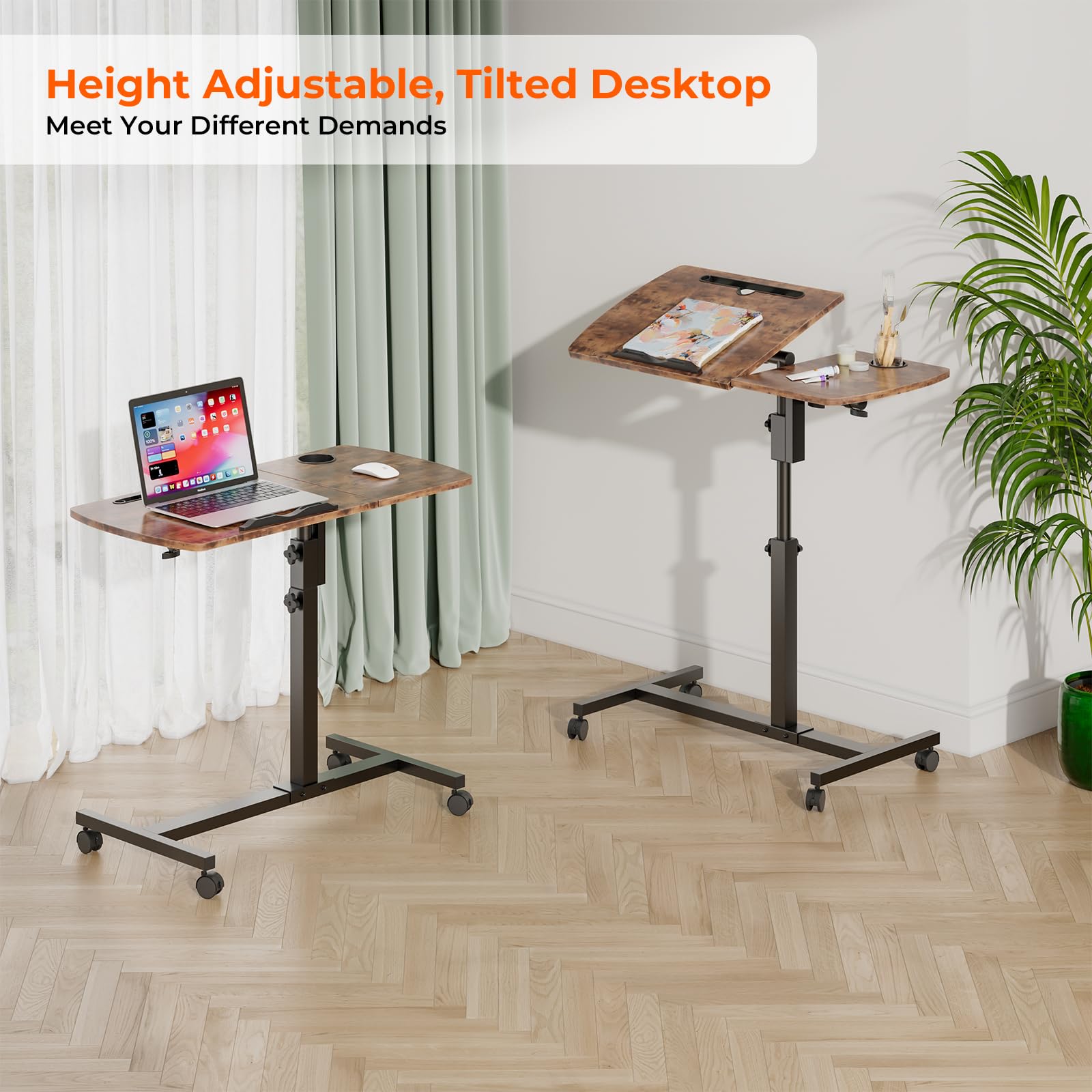 Overbed Rolling Laptop Desk Portable Overbed/Chair Table Sofa Side