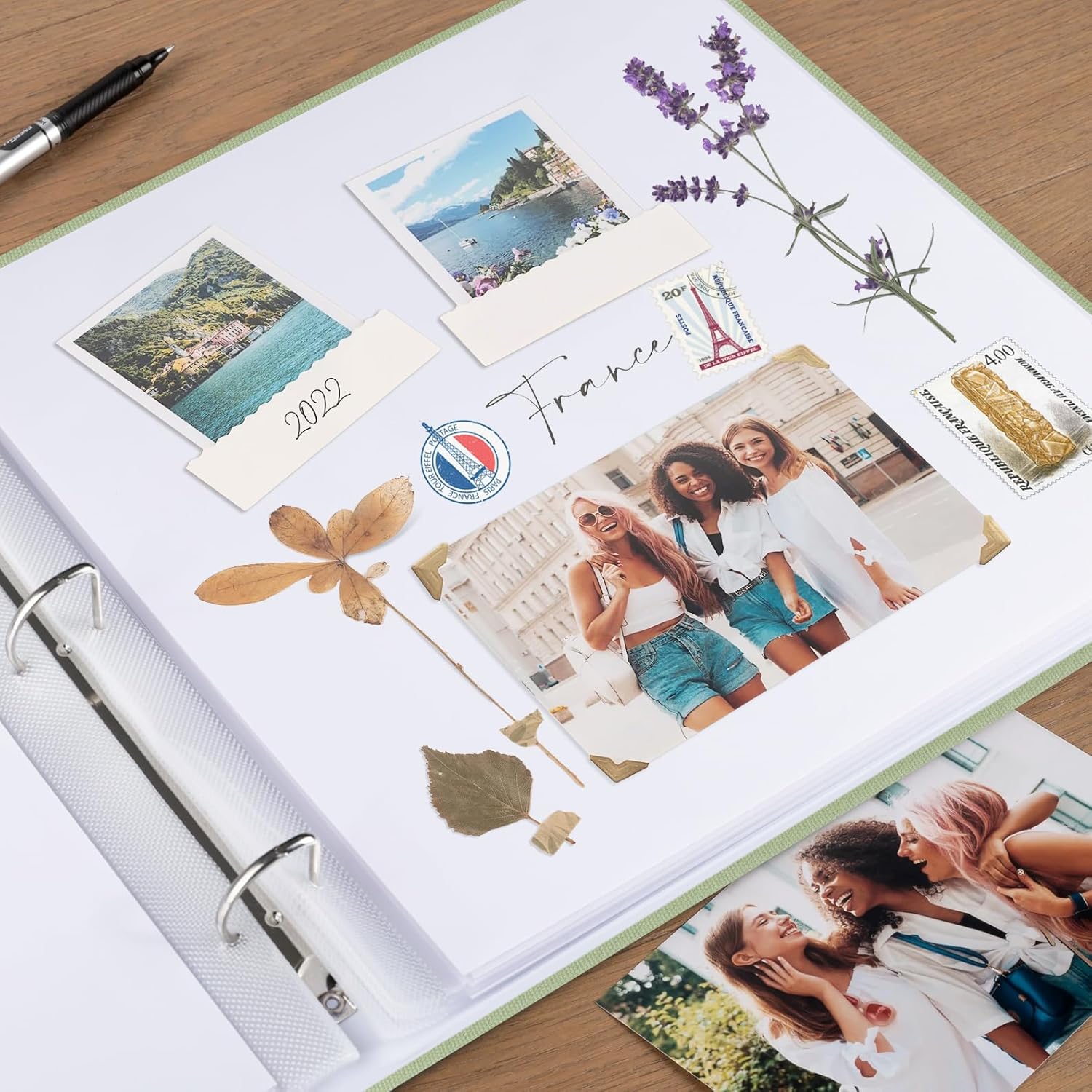 1DOT2 Álbum de fotos grande de 12 x 12 pulgadas con 3 anillos para manualidades, con 30 fundas ...