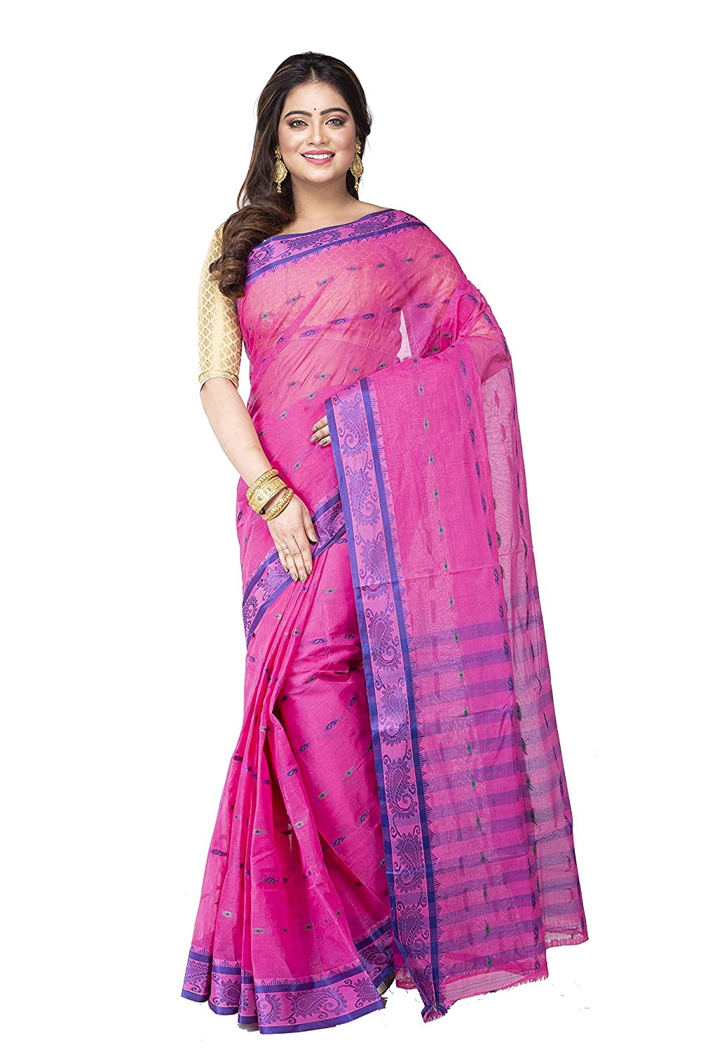 Buy Mou Butik SAREES Tant Saree Fulia Santipuri Handloom Summer ...