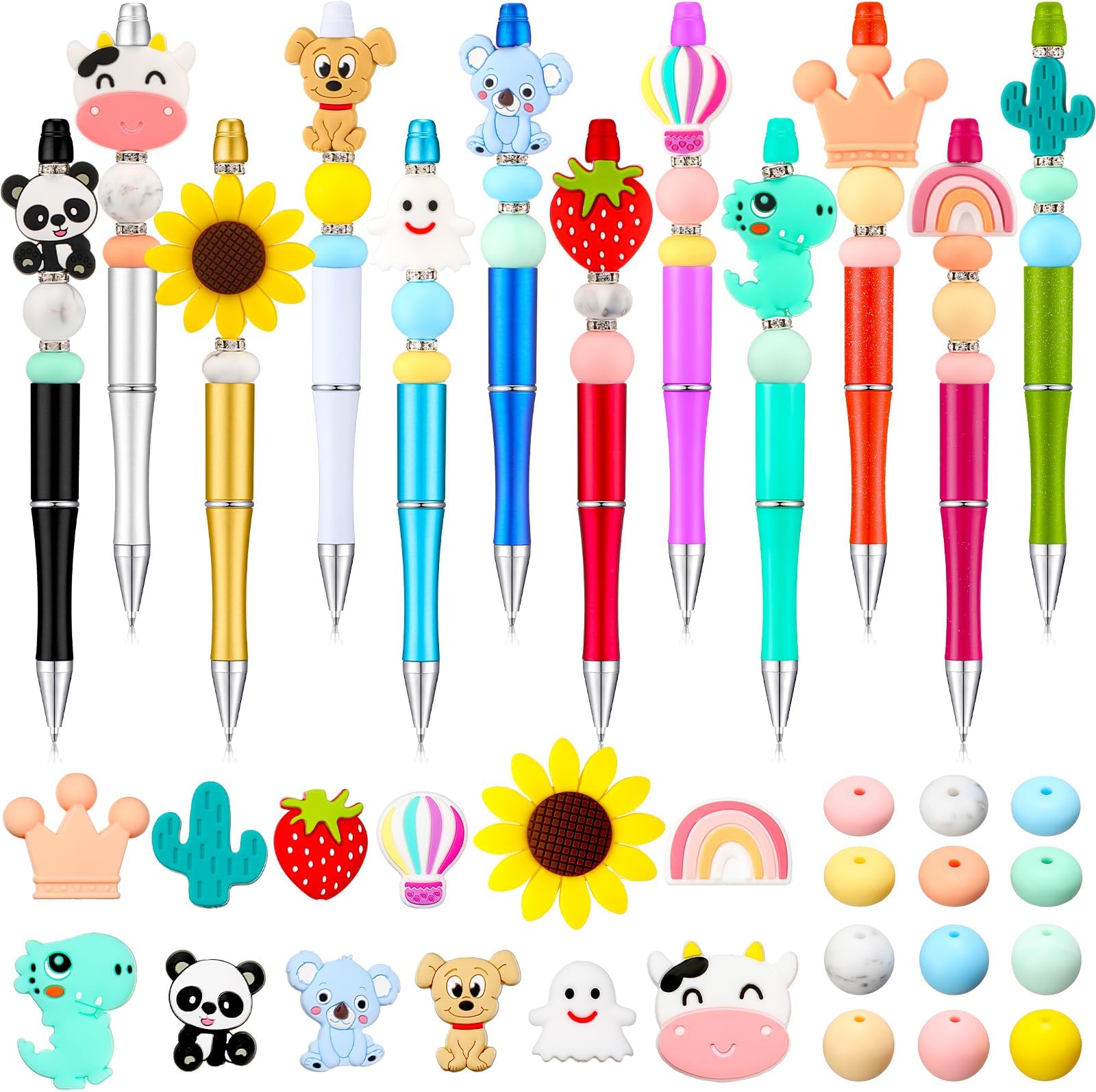 Amazon.com: Ctosree 12 Set Plastic Beadable Pens Kit Assorted Bead Pens ...