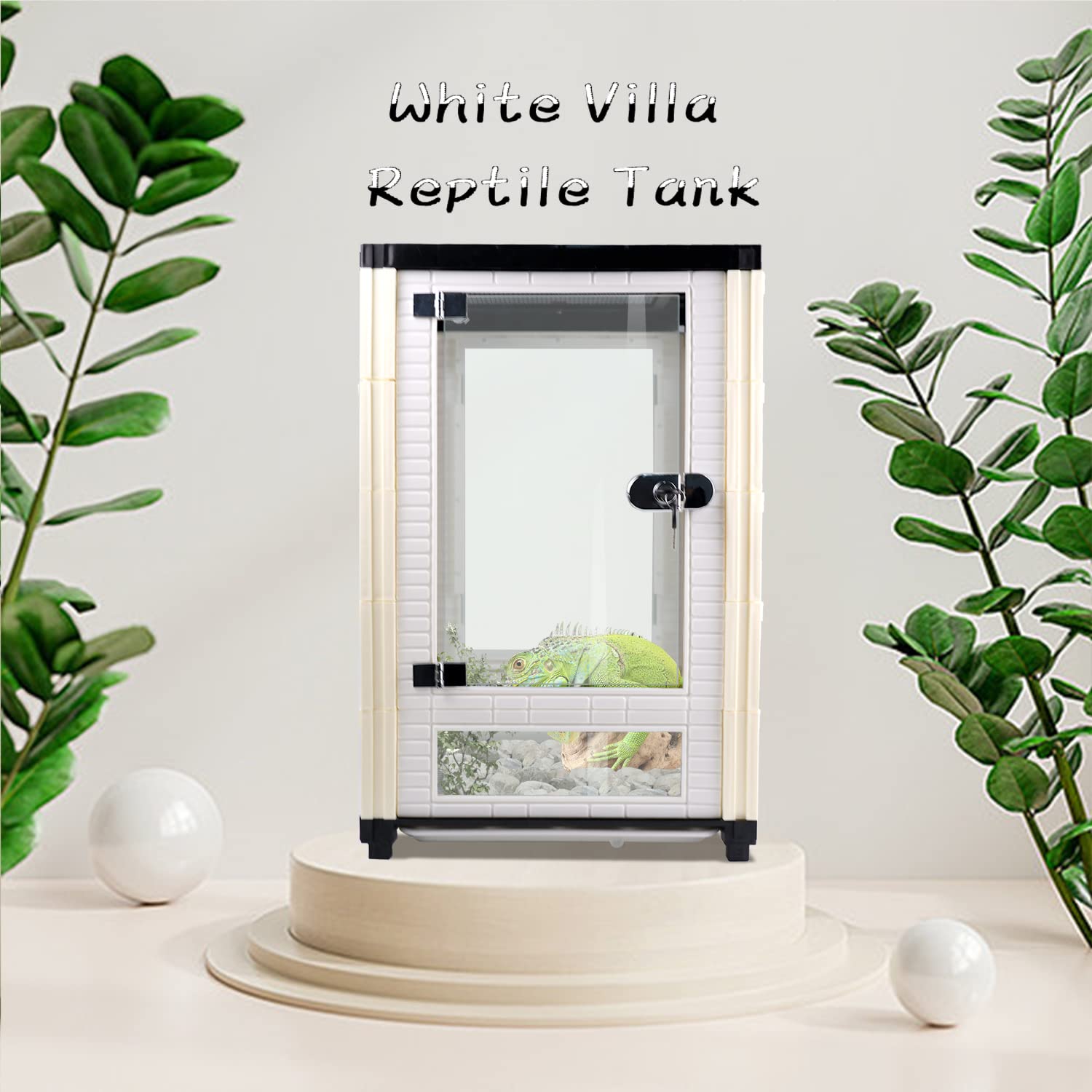 crapelles Large Pet Cage Tank, 15.7" x 15.7" x 23.6" Knock Down Reptile Tank, Reptile Terrarium ...