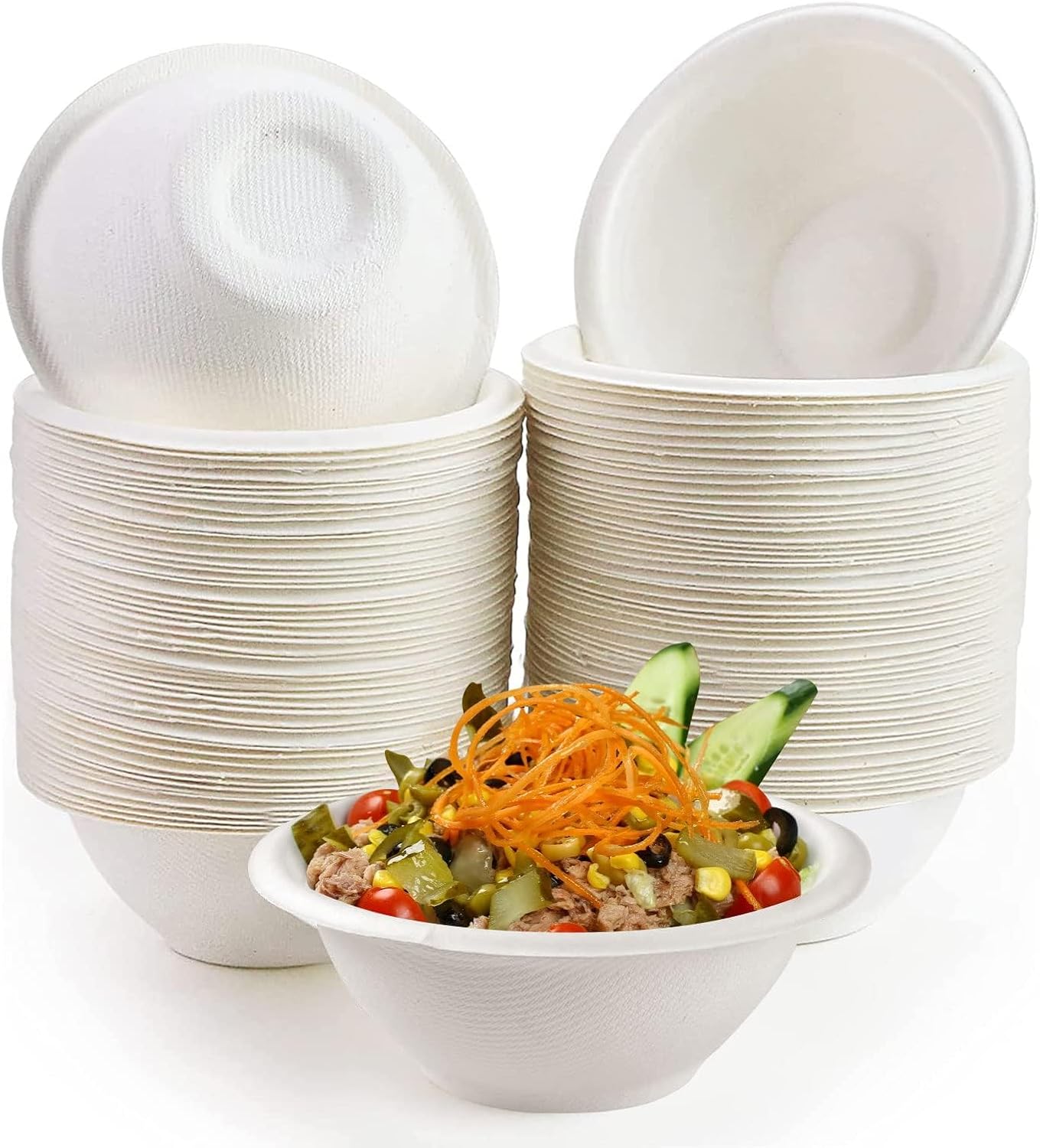 200 PCS Disposable Paper Bowls, 8oz White Compostable Paper Bowls ...