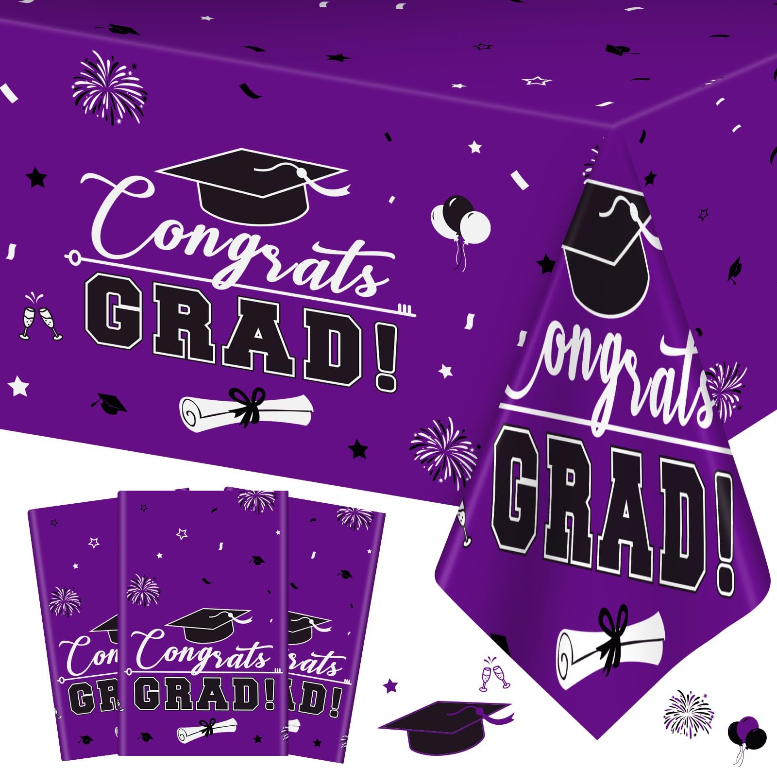 Amazon.com: Graduation Tablecloth Maroon Black 3pcs, Maroon Graduation ...