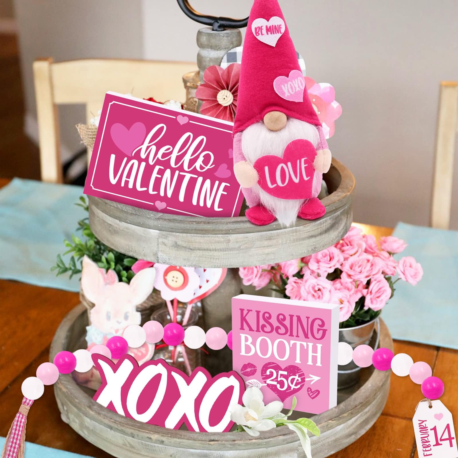 Amazon.com: 5 Pieces Valentine's Day Wooden Table Sign Decoration ...