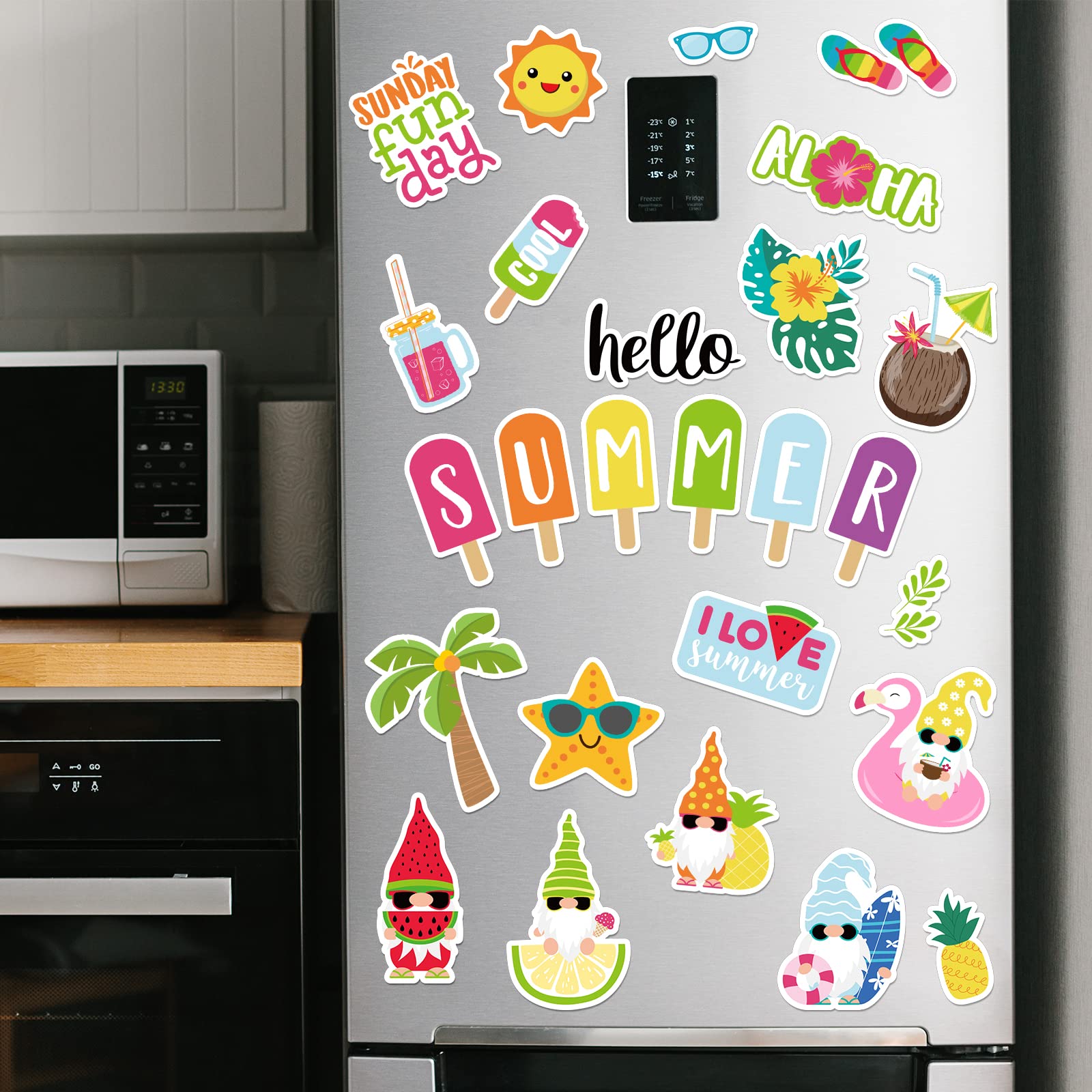 Amazon.com: Whaline 27Pcs Hello Summer Refrigerator Magnets Tropical ...