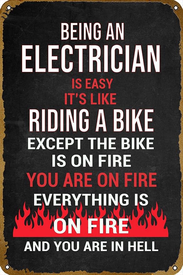 Amazon.com: Electrician Funny Gift Poster Metal Tin Sign 8" x 12 ...