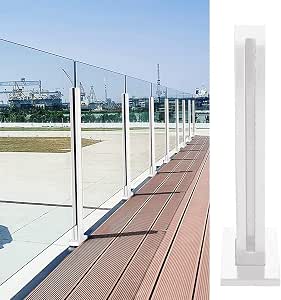 Outdoor White Glass Railing Post Hardware Kit, Glass Railing System for ...