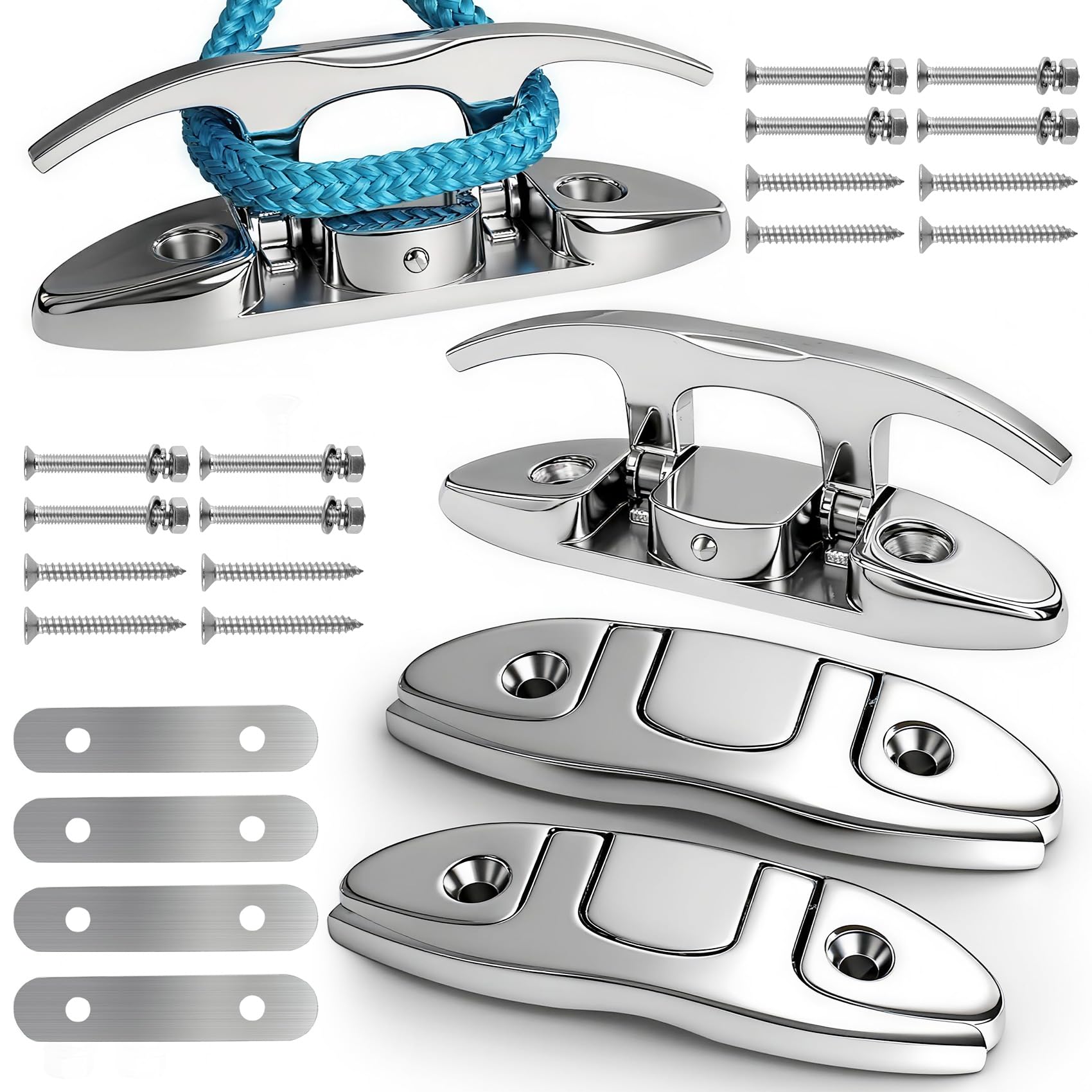 Snapklik.com : VEITHI 316 Stainless Steel 6 Inch Folding Boat Cleats