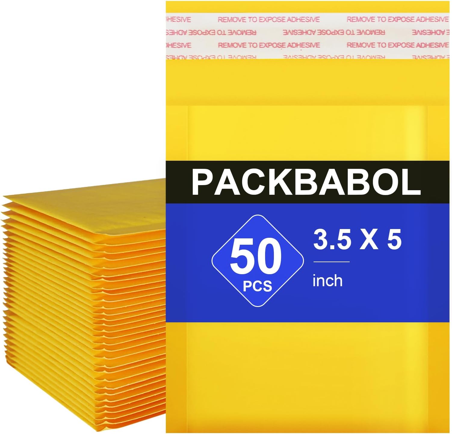 Amazon.com : packbabol Kraft bubble mailers 3.5x5 Inch 50 Pack,Self ...