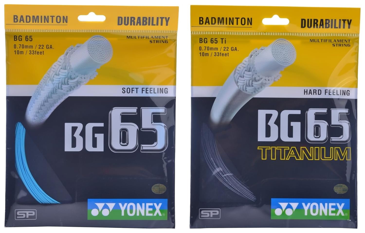 Buy Yonex BG 65 Titanium Badminton Strings, 0.70mm (Black) & Yonex BG ...