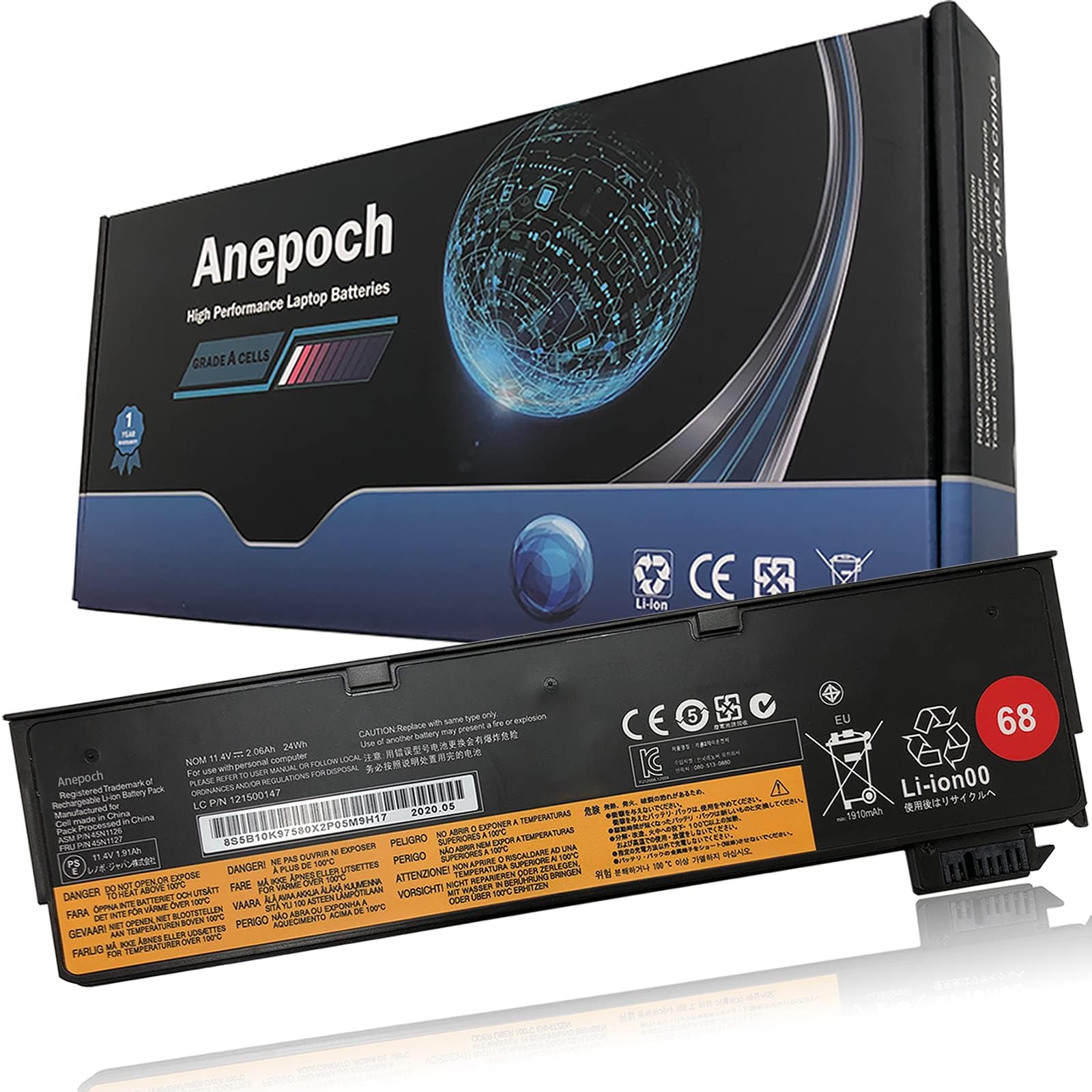 Amazon.com: LENOVO 11.4V 24Wh 68 3-Cell Battery 0C52861 45N1124 45N1775 ...