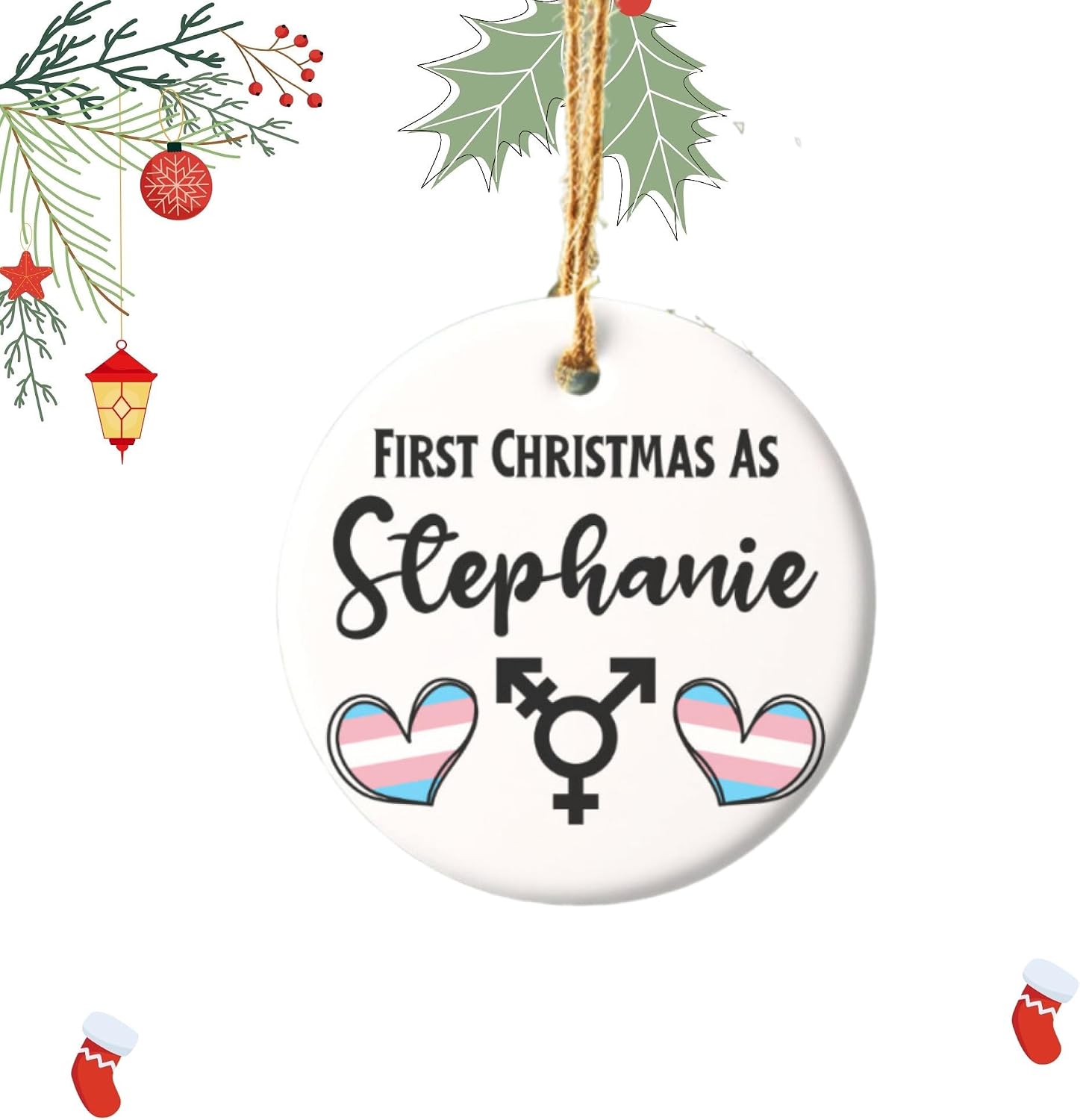 Amazon.com: Personalized First Transgender Christmas Ornament, Gender ...