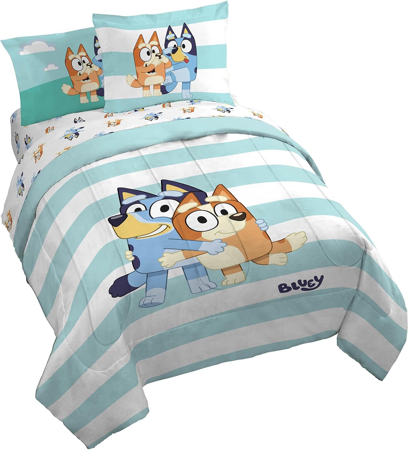 Amazon.com: Bluey & Bingo 7 Piece Queen Size Bed Set - Includes ...