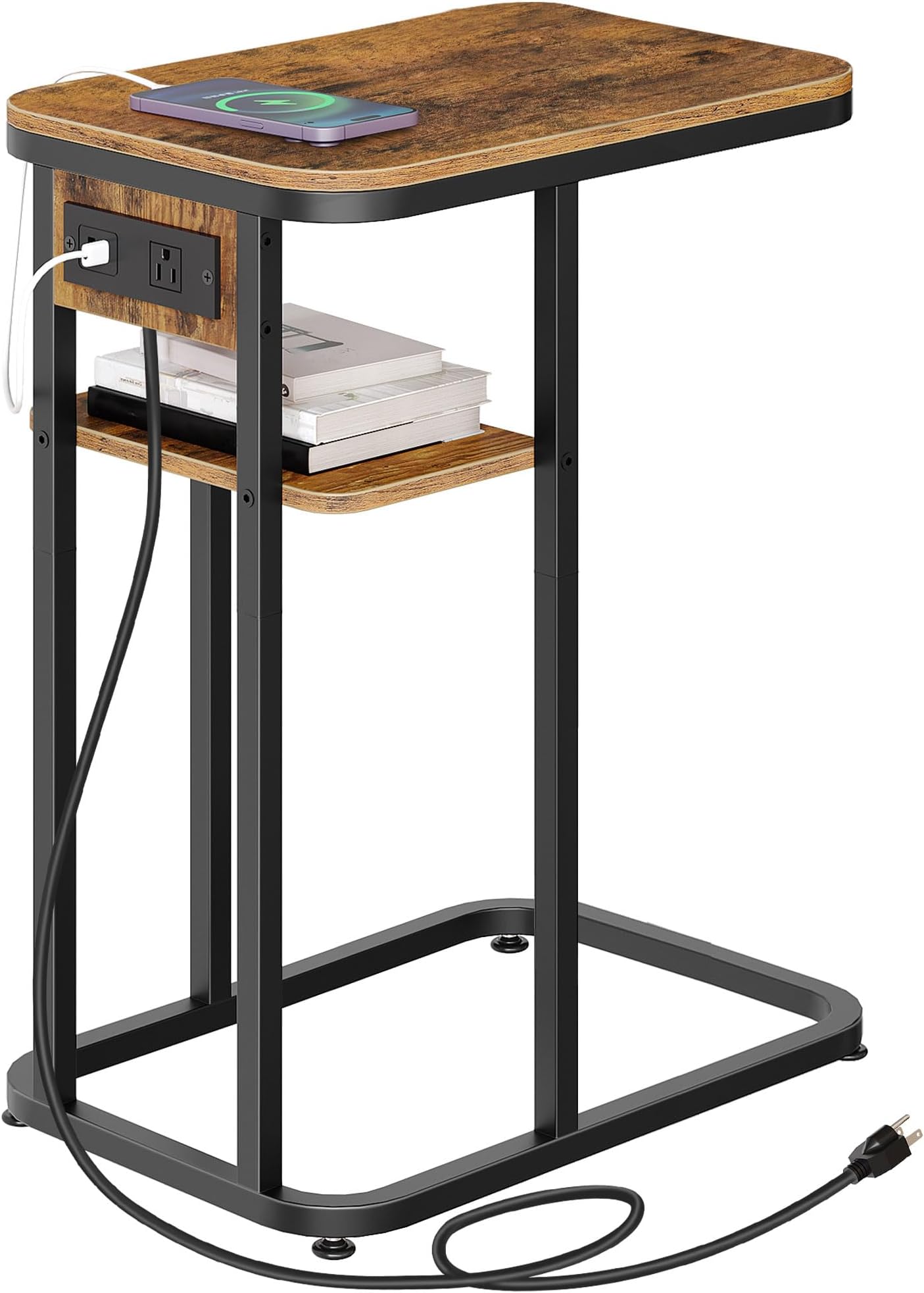Amazon.com: YSVCO Small Side Table with Charging Station, Narrow End ...
