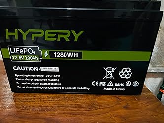 HYPERY - Batería Smart LiFePO4 12V 100AH con pantalla LED, interruptor ...