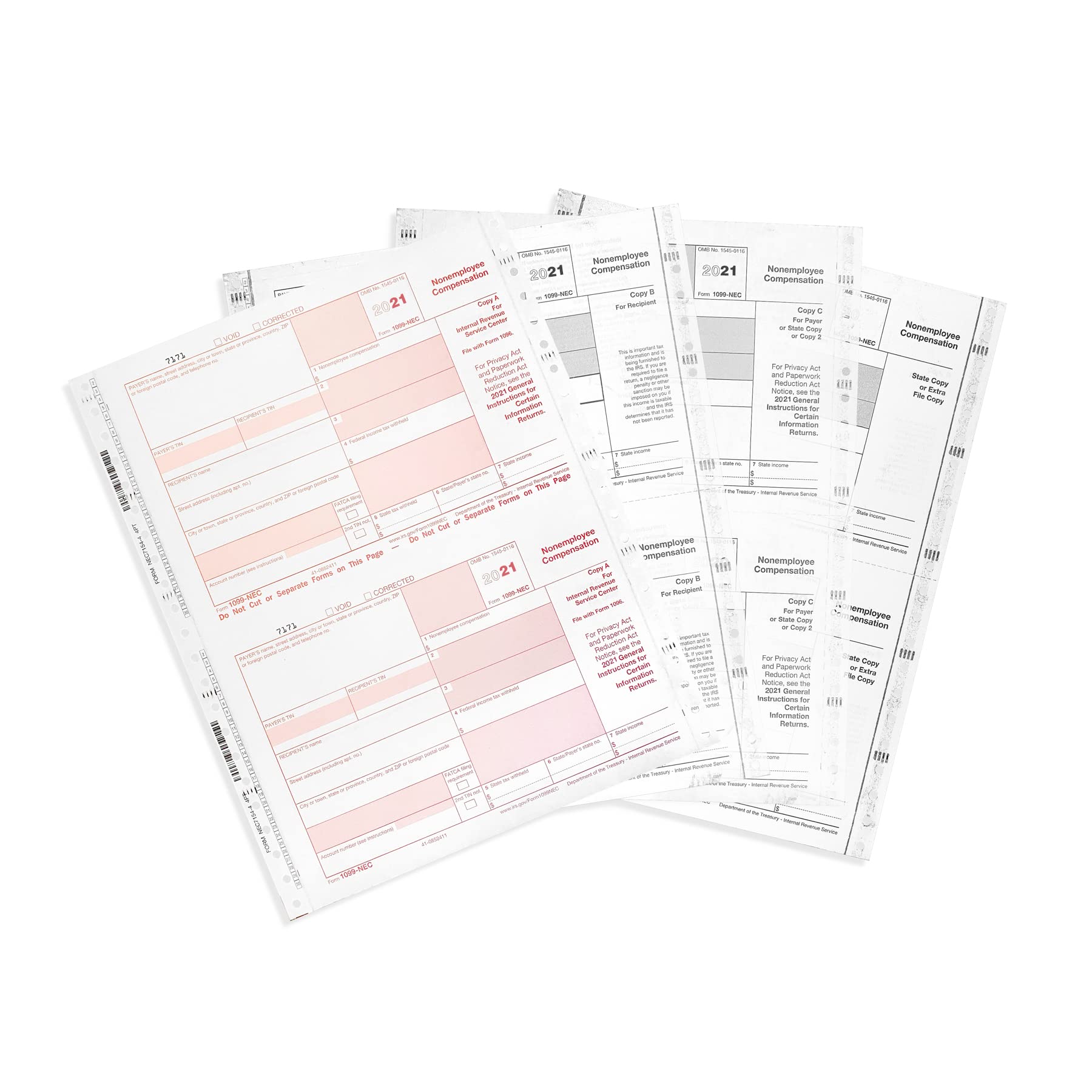 Blue Summit Supplies 2021 1099-NEC 4 Part Carbonless Tax Forms for Dot ...