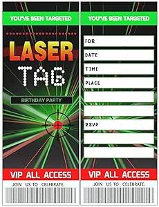 Amazon.com : MUZRUYOU Laser Tag Ticket Invitation Birthday Party - Glow ...