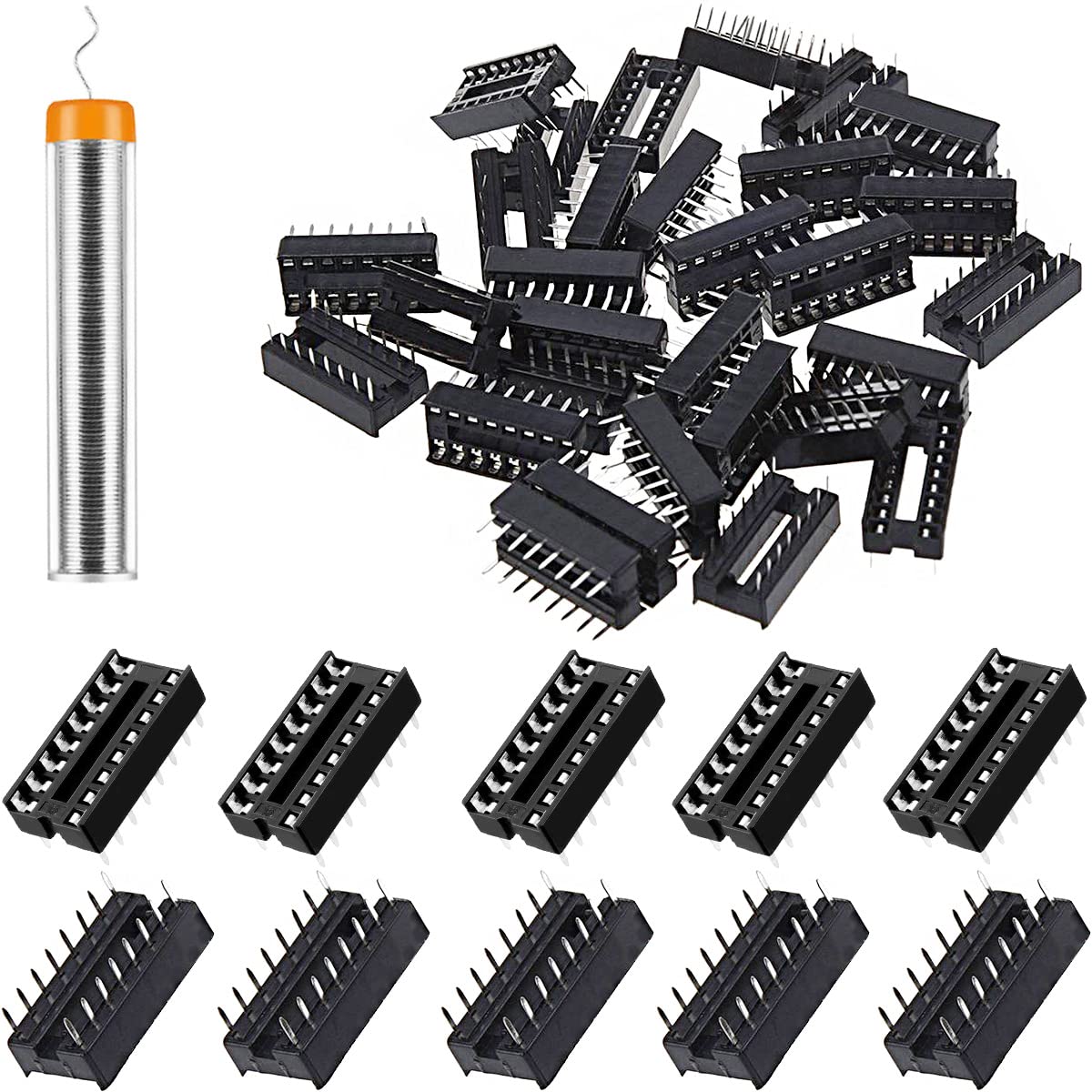 Amazon.com: DKARDU 50 pcs 16 Pin DIP IC Socket 2.54mm Pitch IC Socket ...