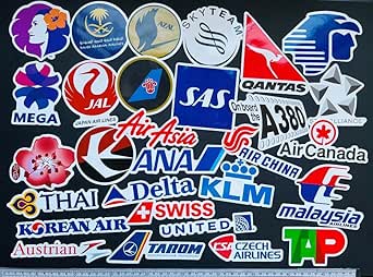 Amazon.co.jp: Airline Logo ANA JAL Airline Stickers 50 Sheets : Toys ...