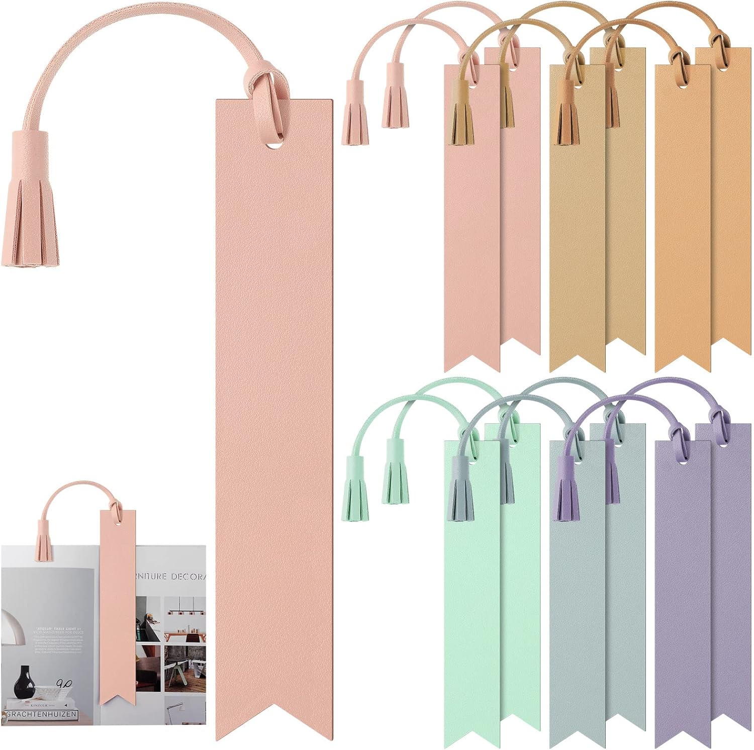 Amazon.com: 12 Pcs Bookmarks for Women Leather Bookmark Pastel ...