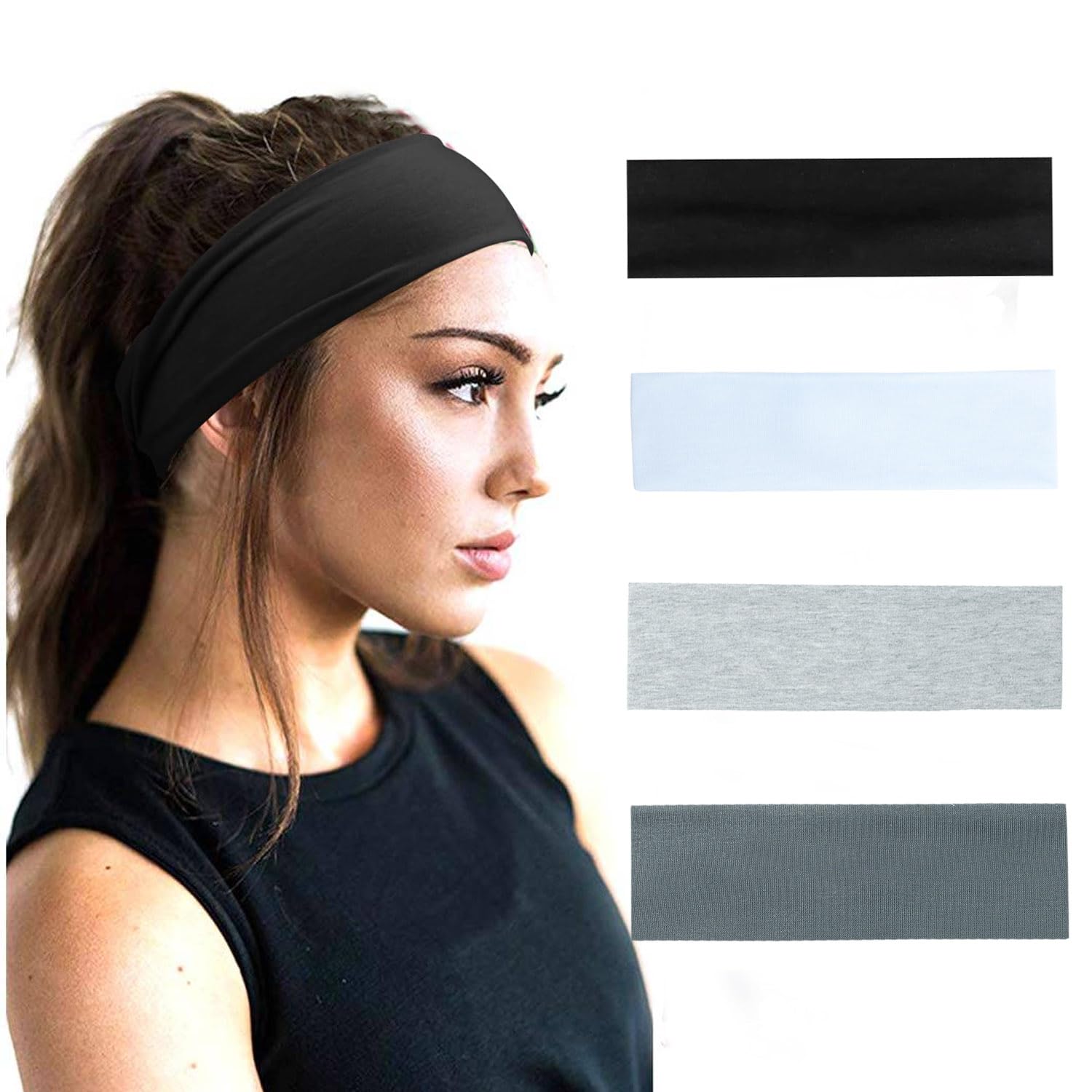 Amazon.com : 4 PCS Sport Headbands for Women,Non Slip Elastic Sweat ...