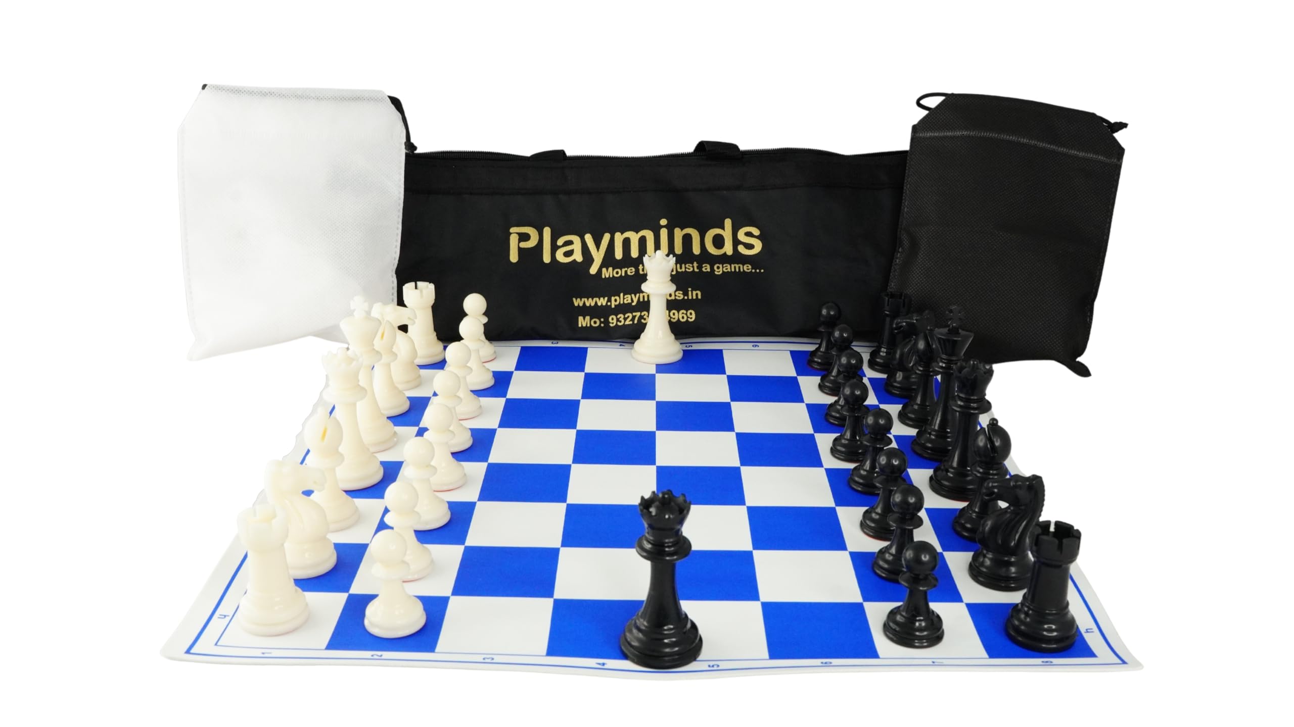 Buy Playminds 20'' X 20'' Professional Tournament Chess Set With Blue Vinyl Foldable Chess Board ...