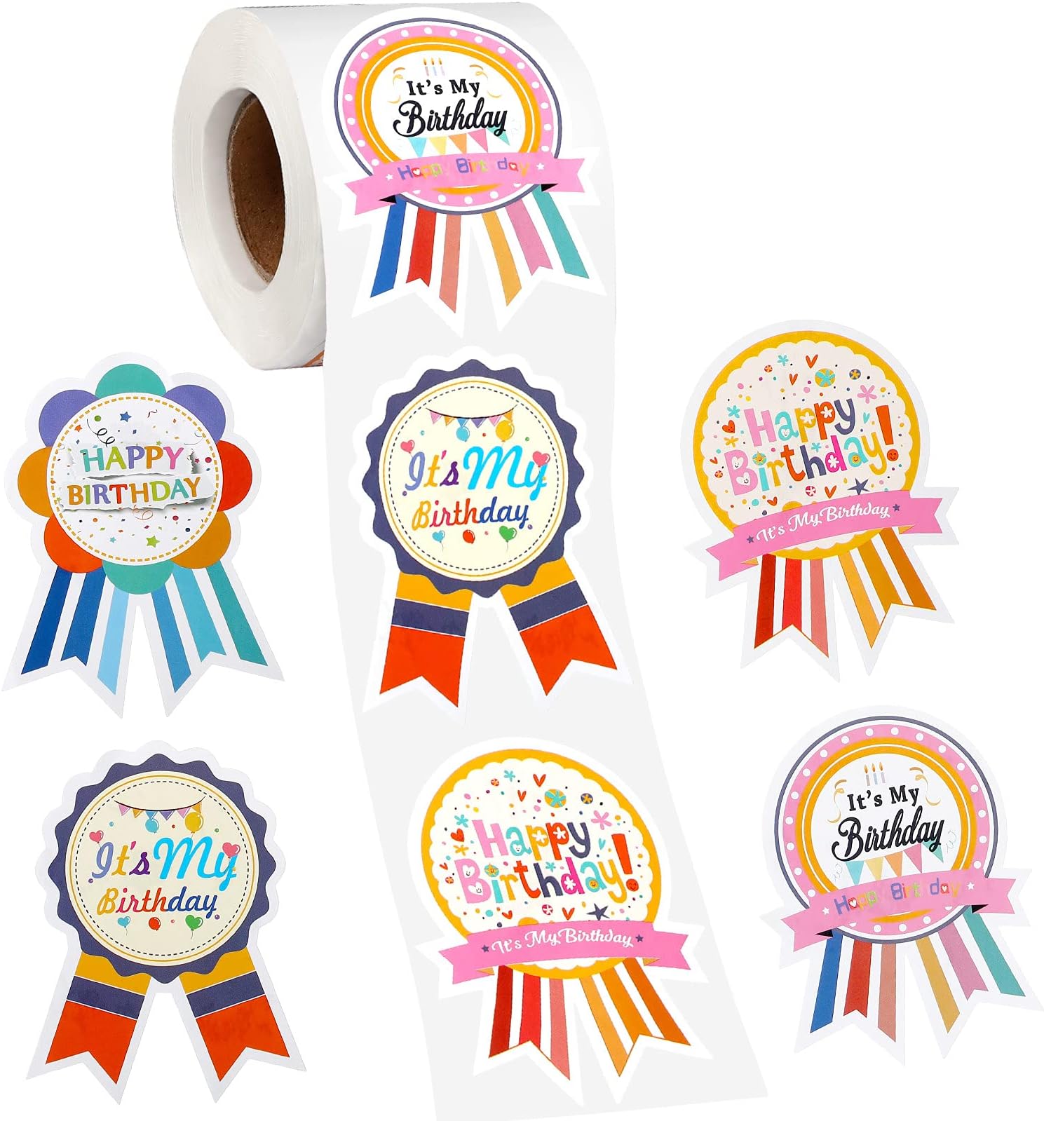 Amazon.com: BLUE PANDA 504 Piece Round Happy Birthday Stickers for ...
