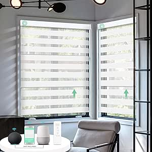 Amazon.com: MING CHEN Motorized Blinds with Remote Control 95% Blackout Electric Zebra Blinds ...