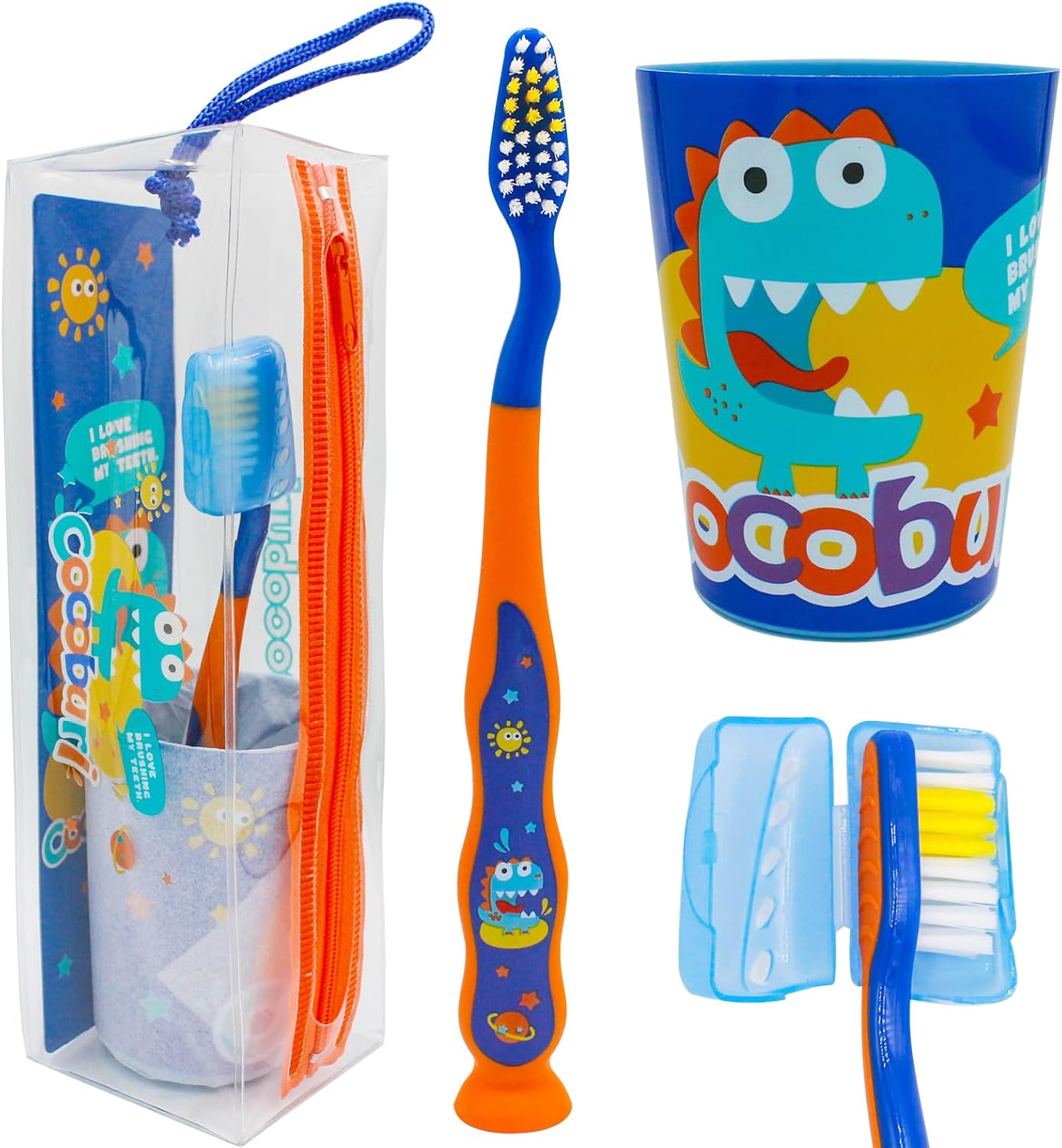 Amazon.com: COCOBURI Dinosaurs 4-Piece Toothbrush Set Kid's Toothbrush ...