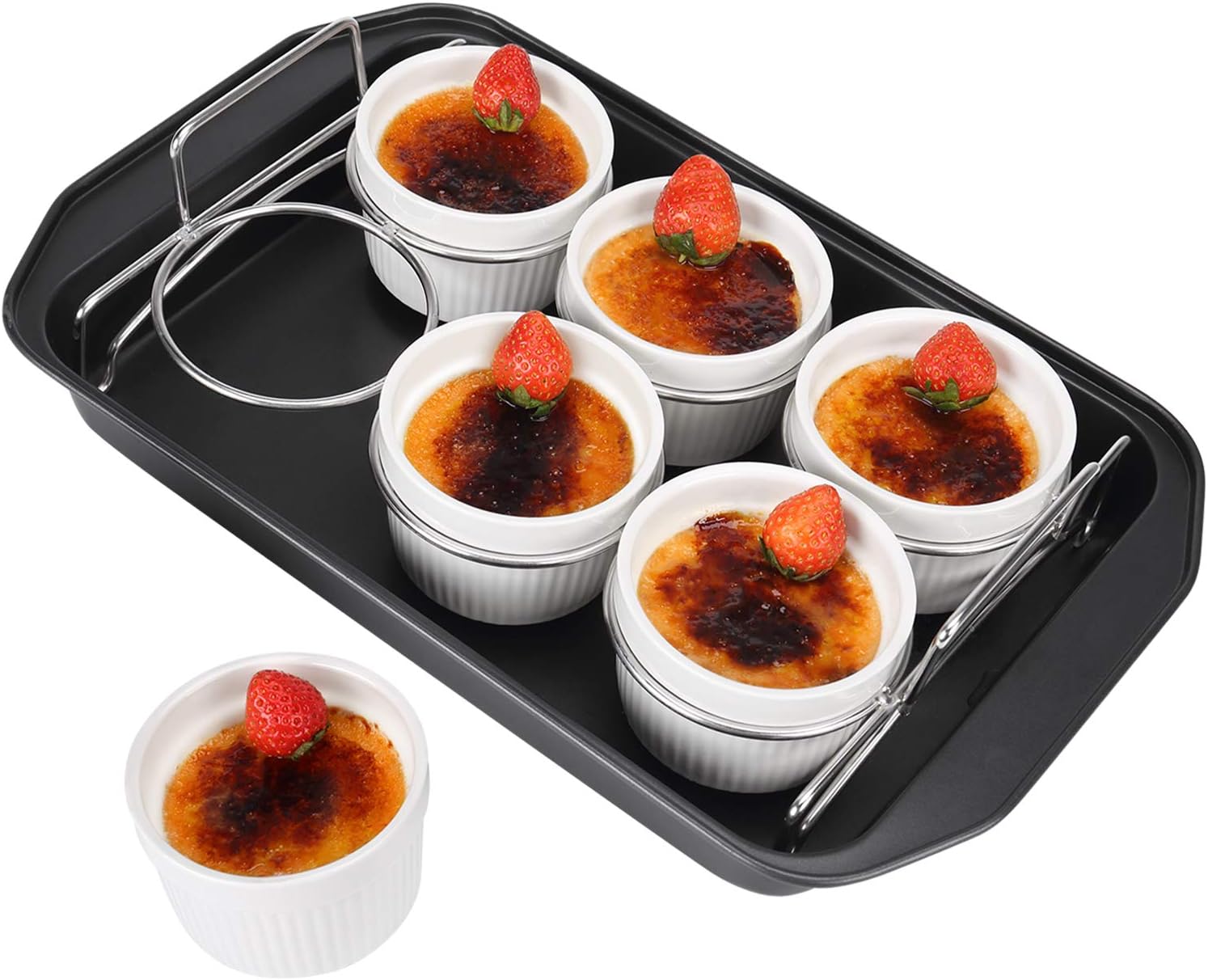 Amazon.com: Creme Brulee Making Set - 6 Porcelain Ramekins 6 oz, 304 ...