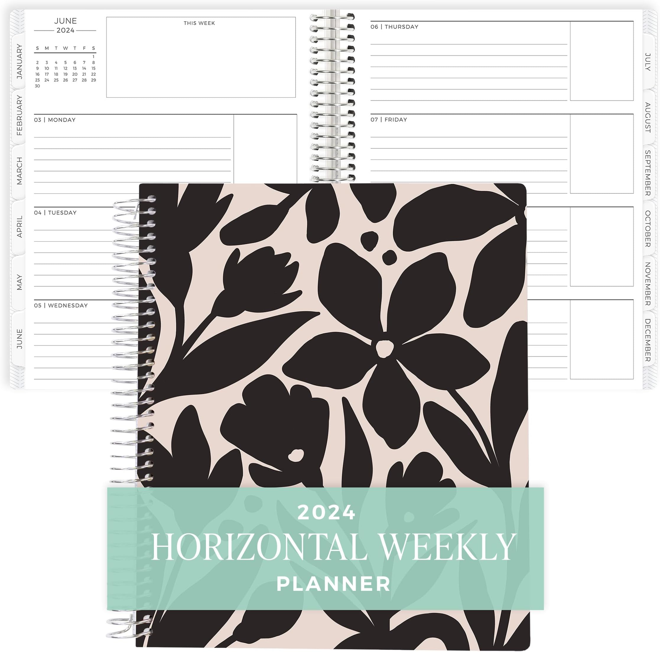 Amazon.com : PLUM PAPER Planner - 7” x 9” Aluminum Coiled. 2024 Weekly ...