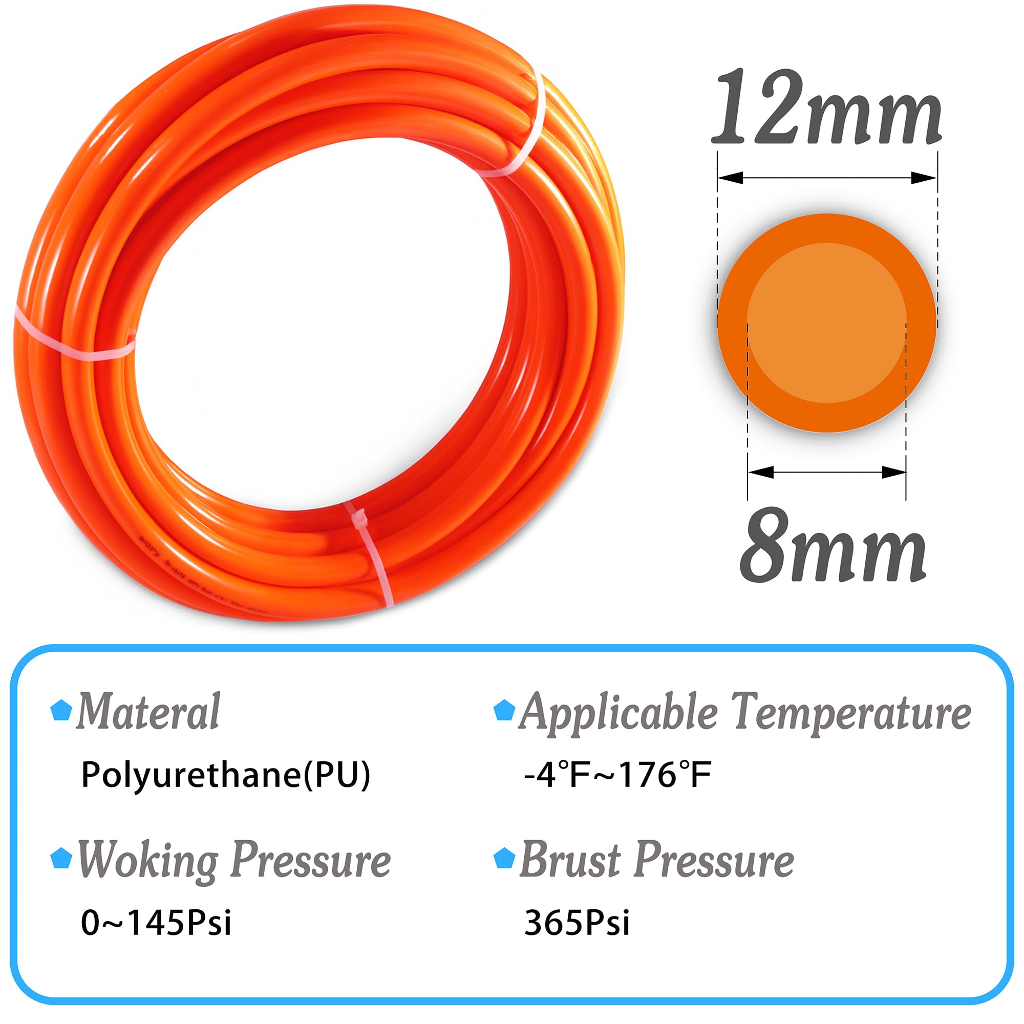 Snapklik.com : MSAEIQUN Pneumatic Tubing Red Polyurethane PU Air Hose ...