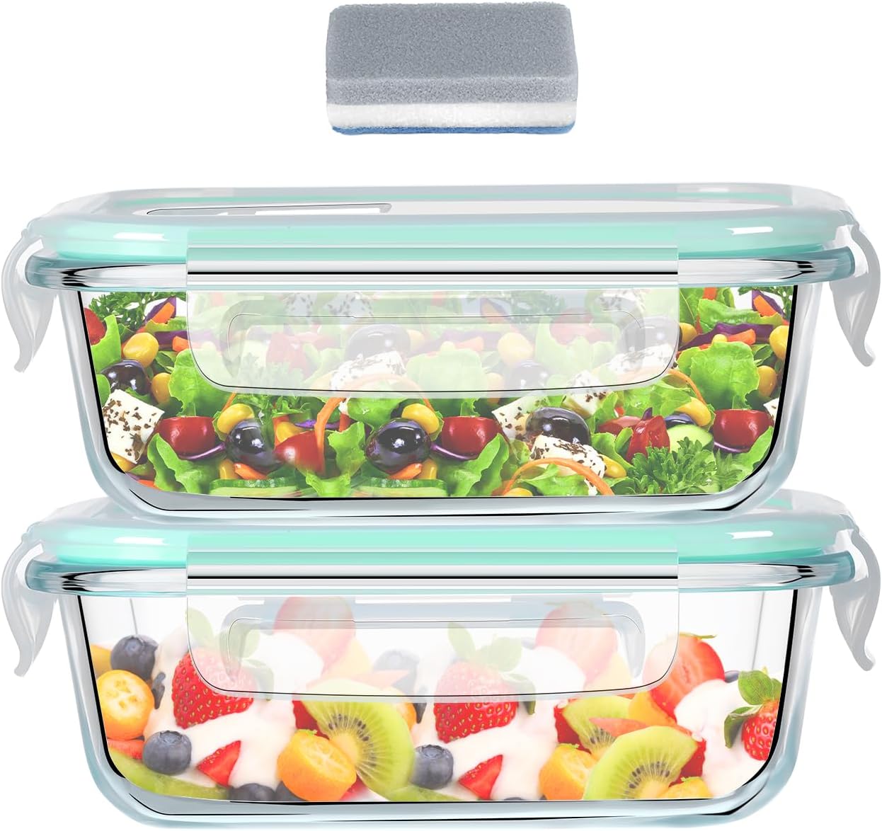 Hcrvvi Glass Food Storage Container Set, Transparent Containers With ...