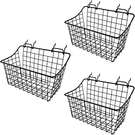 Amazon.com: Pegboard Baskets, Set of 4 Black - Hooks to Any Peg Board ...