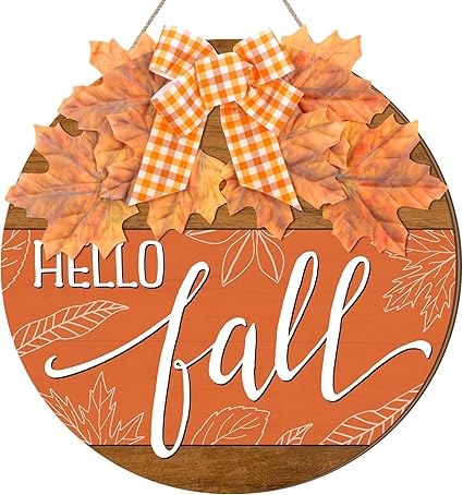 Amazon.com: Moucuny Hello Fall Sign for Front Door Thanksgiving Wooden ...