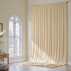 Amazon.com : 10x16ft Beige Backdrop Curtain for Party, 2 Panels Wrinkle ...