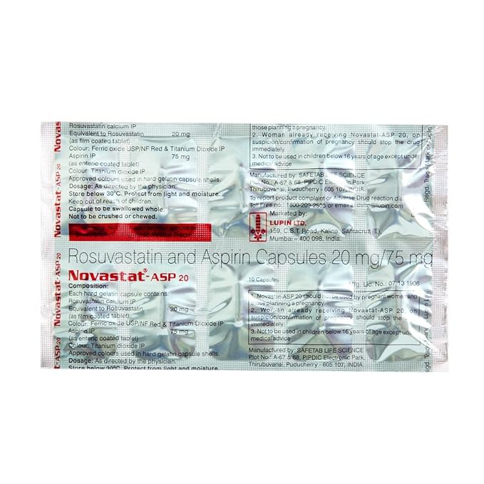 NOVASTAT-ASP 20MG/75MG - Strip of 10 Capsules : Amazon.in: Health ...