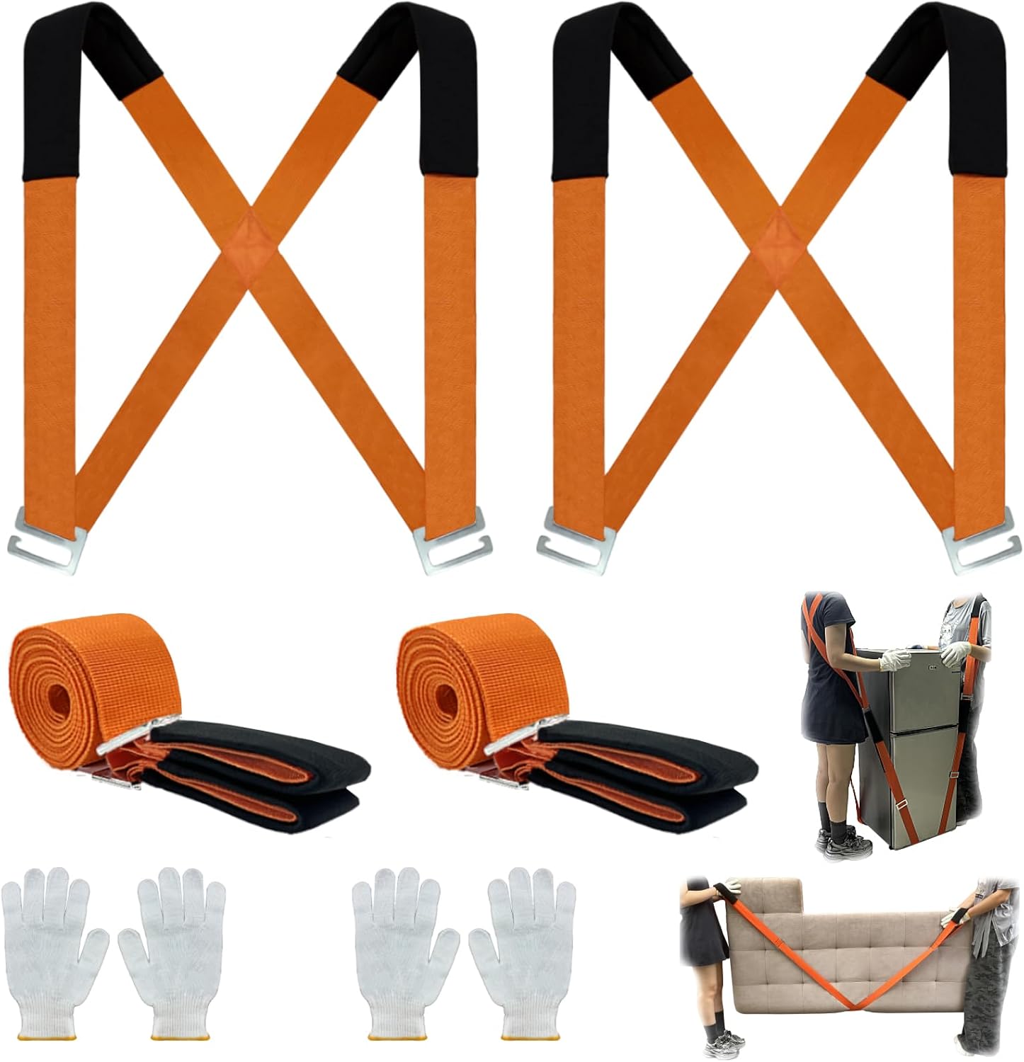 2PCS Adjustable Material Safe Lifting Carrying Straps Kit for Movers,2 ...