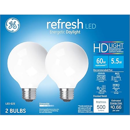 Refresh HD Daylight 60W Clear G25 (2-Pack) - Amazon.com