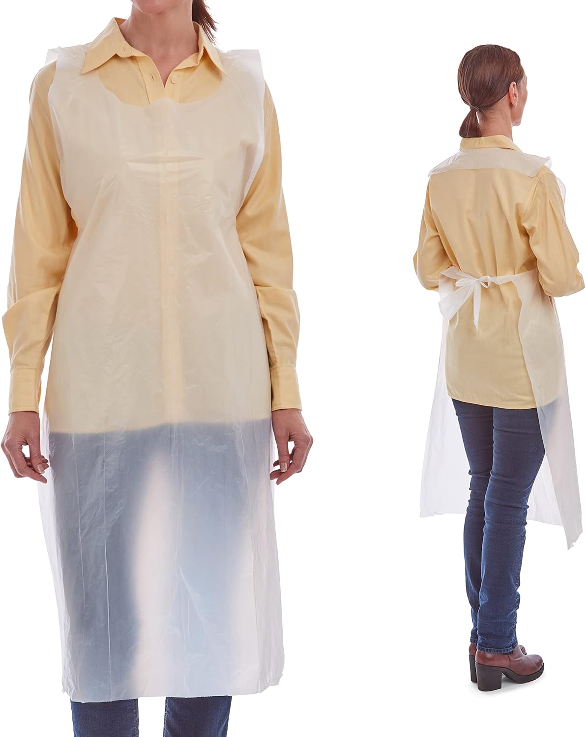 200 tabliers jetables en plastique blanc transparent OptiPro - Tablier ...