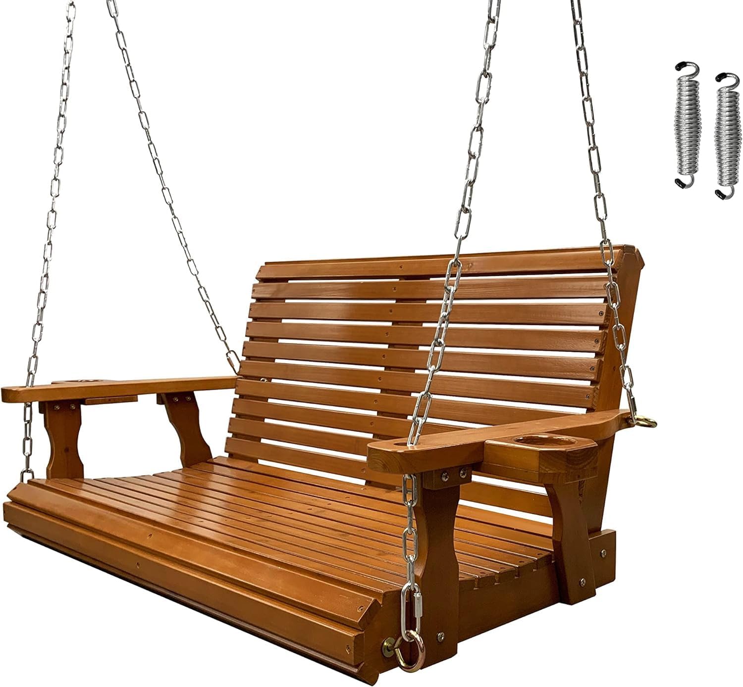 Amazon.com: Happygrill Hanging Porch Swing 2-Seat Wooden Swing Bench ...